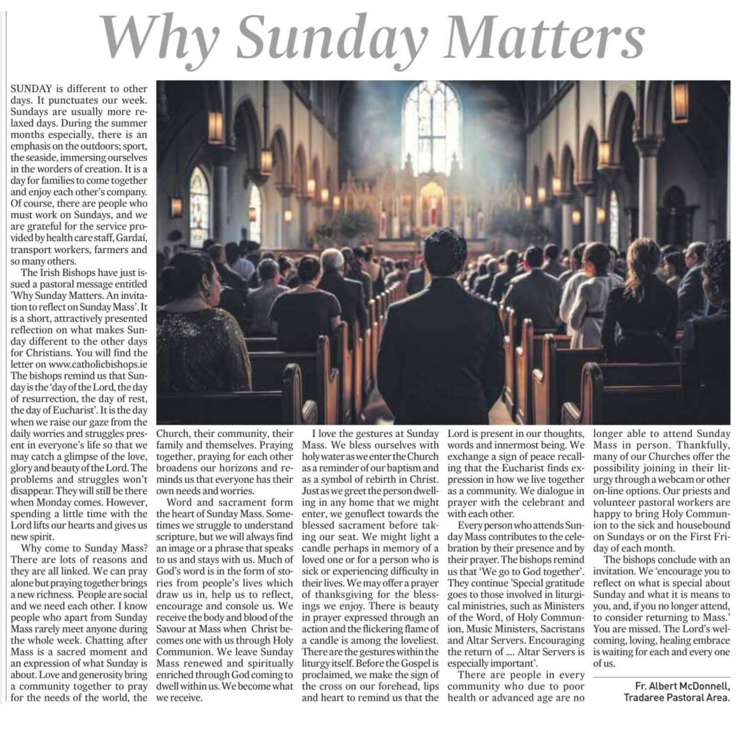 Why Sunday Matter - article - The Diocese of Ardagh And Clonmacnois
